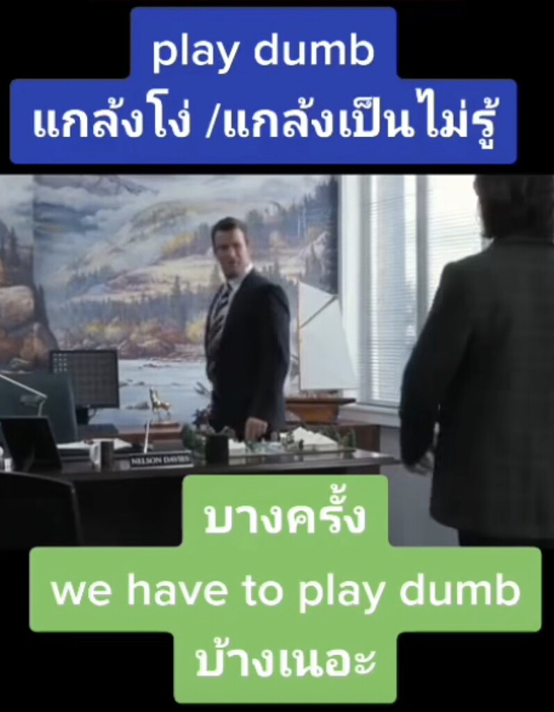 Play dumb แกล้งโง่ /แกล้งเป็นไม่รู้ บางครั้ง - English - อิเล็กอีซี่ ...